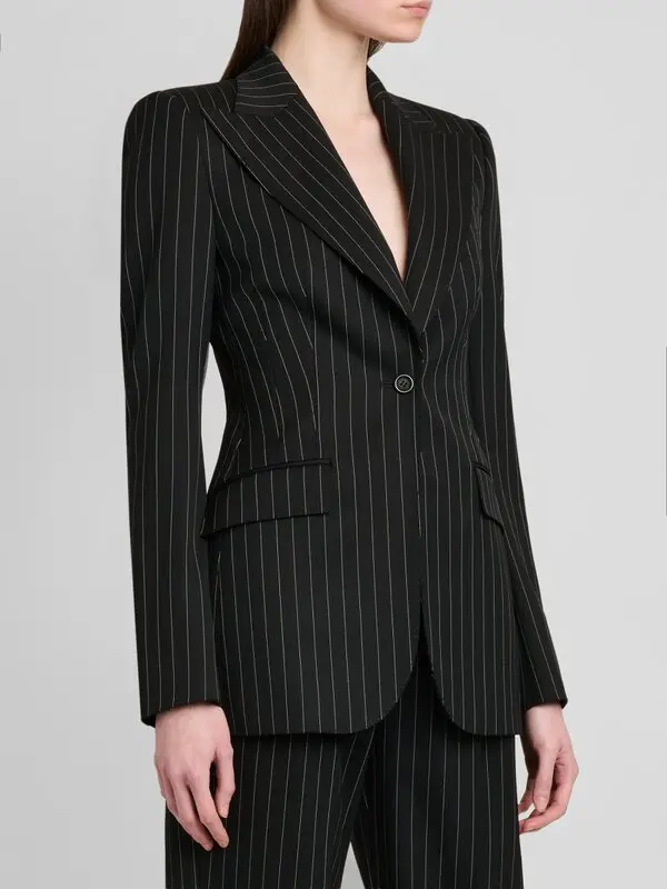 Dolce & Gabbana Pinstriped Stretch Virgin-wool Single-breasted Blazer