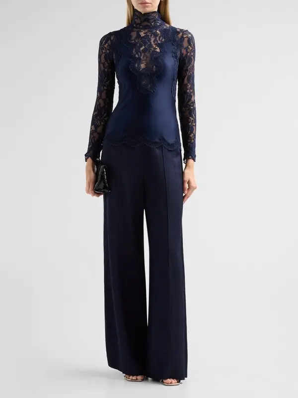 Rabanne Lace Satin Long-sleeve Top