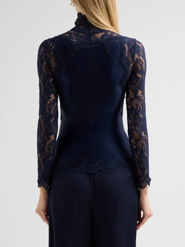 Rabanne Lace Satin Long-sleeve Top
