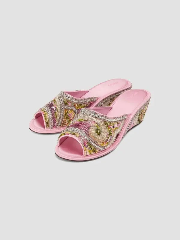 Versace 50mm Beaded Mule Wedges