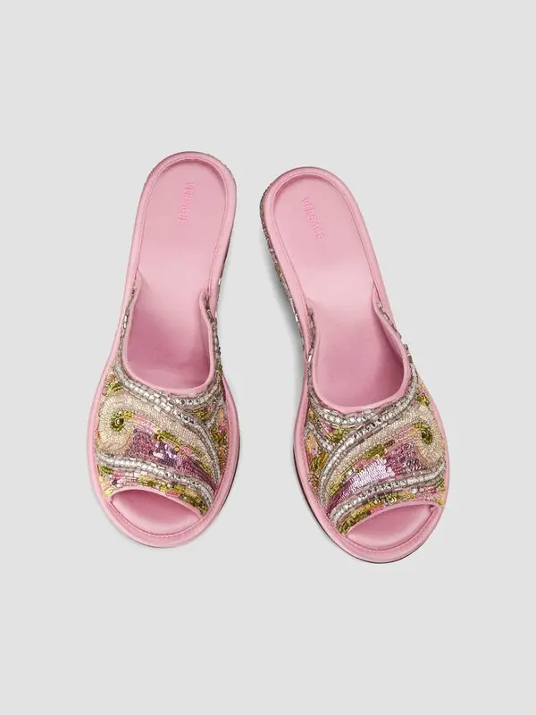 Versace 50mm Beaded Mule Wedges