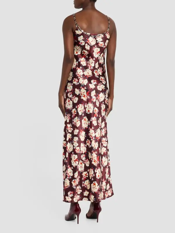 Rabanne Printed Silk Maxi Slipdress
