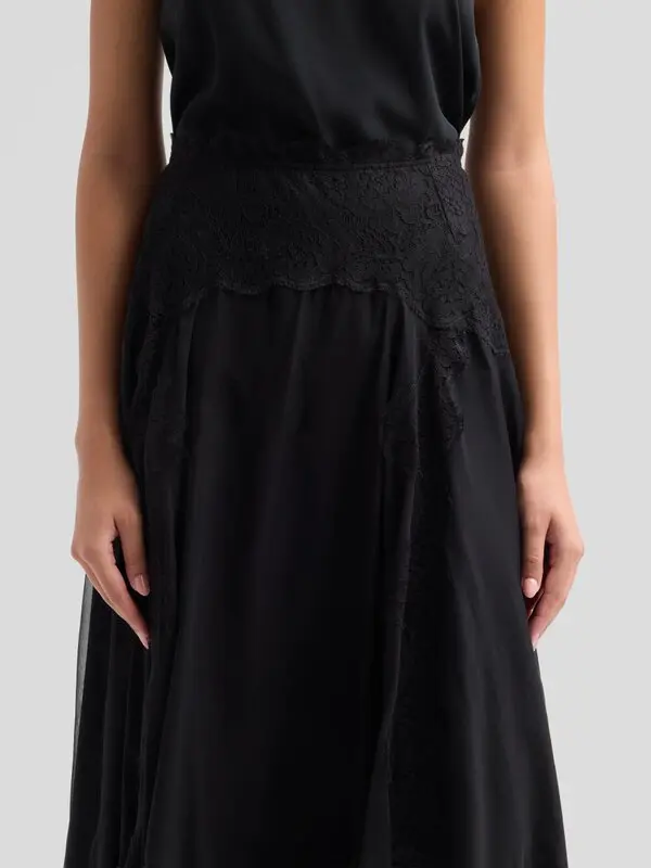 Dolce & Gabbana Lace-trim Silk-cotton Midi Skirt