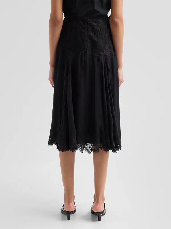 Dolce & Gabbana Lace-trim Silk-cotton Midi Skirt