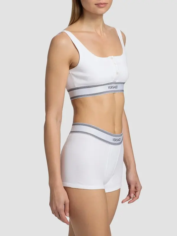 Versace Bio Cotton Rib-knit Bra