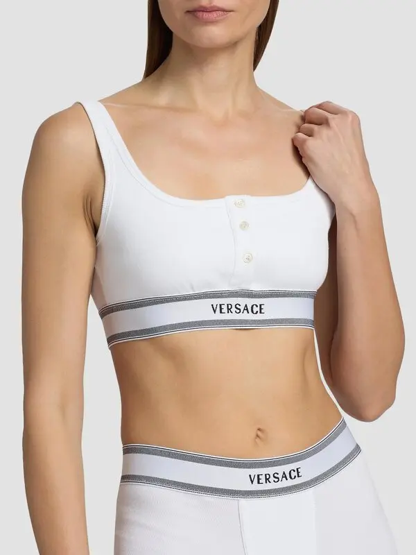 Versace Bio Cotton Rib-knit Bra