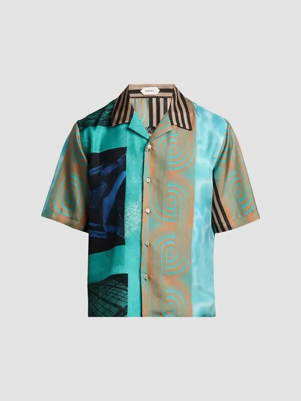 Versace Printed Silk Camp Shirt