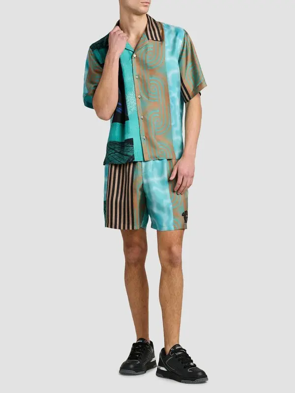 Versace Printed Silk Camp Shirt