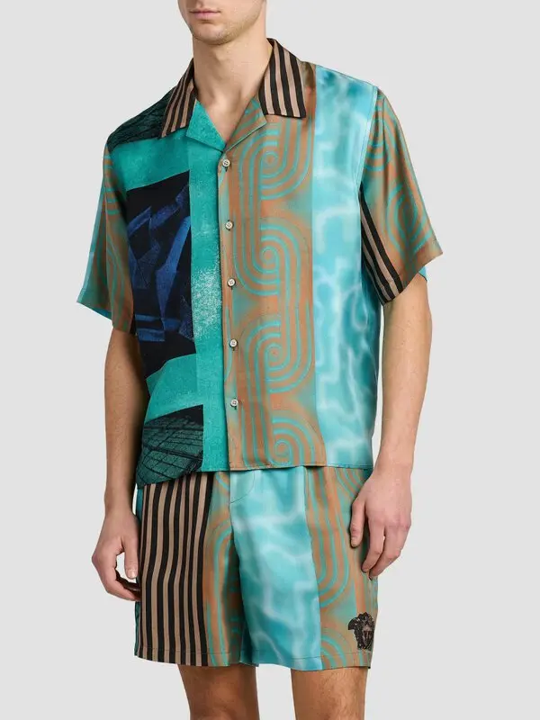 Versace Printed Silk Camp Shirt
