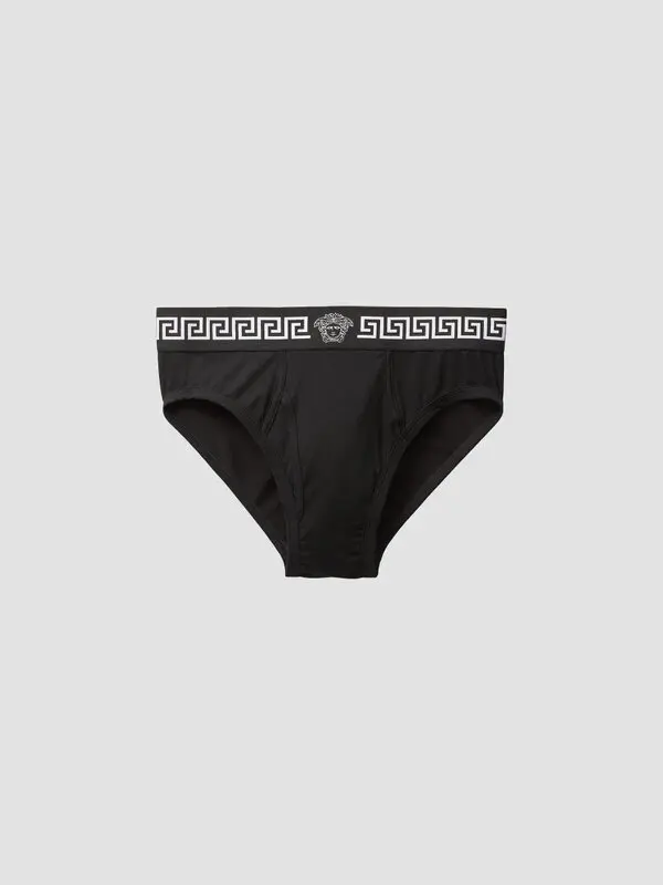 Versace Greca Medusa Head Cotton Jersey Brief - Black