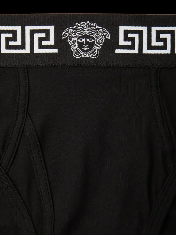 Versace Greca Medusa Head Cotton Jersey Brief - Black