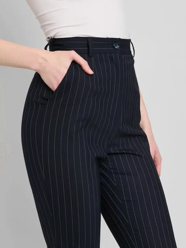 Dolce & Gabbana Pinstriped Stretch Virgin Wool Slim-leg Pants