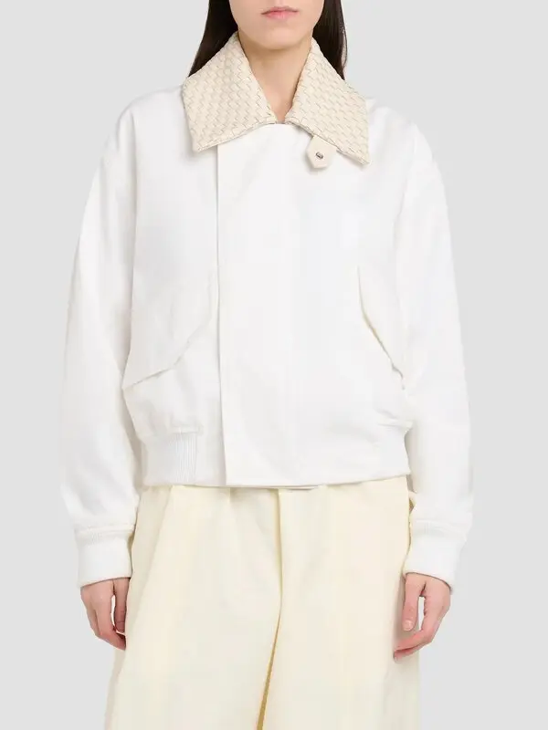 Bottega Veneta Intrecciato-collar Cotton Blouson Jacket
