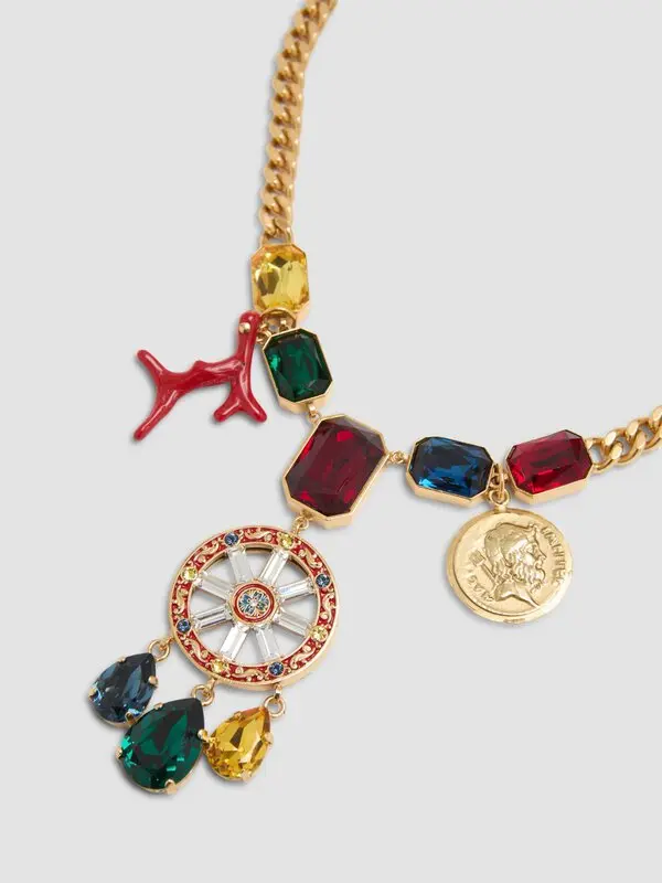 Dolce & Gabbana Goldtone & Glass Crystal Charm Necklace