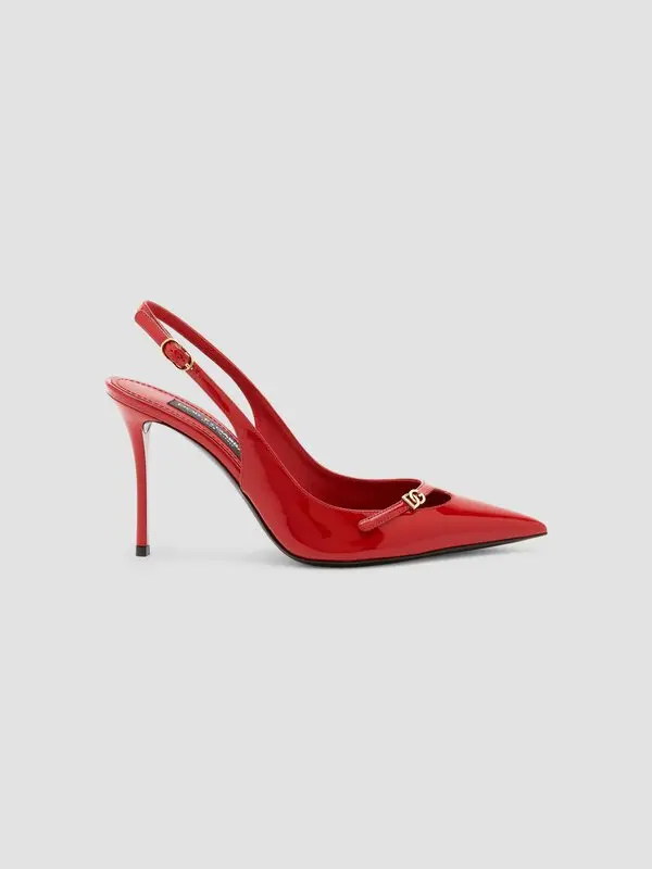 Dolce & Gabbana Vernice 90mm Leather Stiletto Slingback Pumps - Rosso