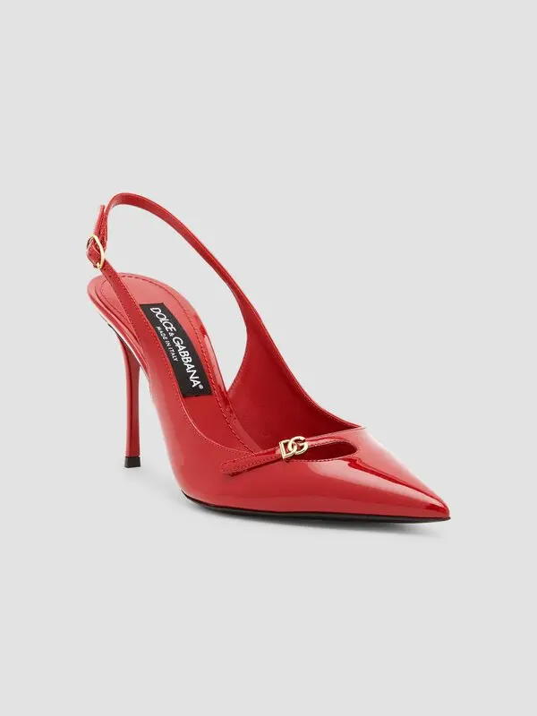 Dolce & Gabbana Vernice 90mm Leather Stiletto Slingback Pumps - Rosso
