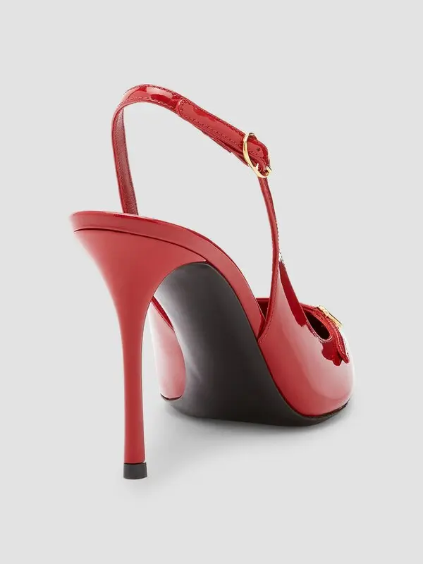 Dolce & Gabbana Vernice 90mm Leather Stiletto Slingback Pumps - Rosso