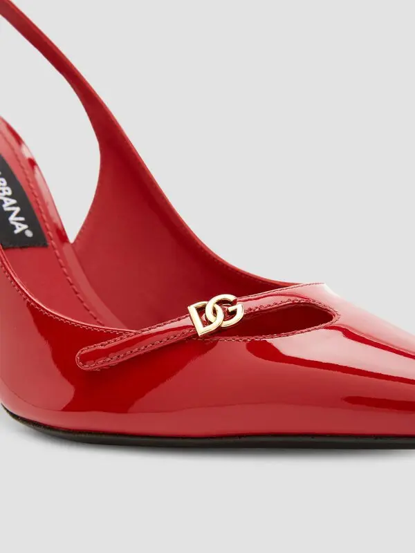 Dolce & Gabbana Vernice 90mm Leather Stiletto Slingback Pumps - Rosso
