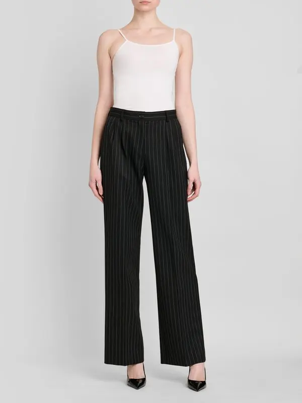 Dolce & Gabbana Pinstriped Virgin Wool-cashmere Straight-leg Pants