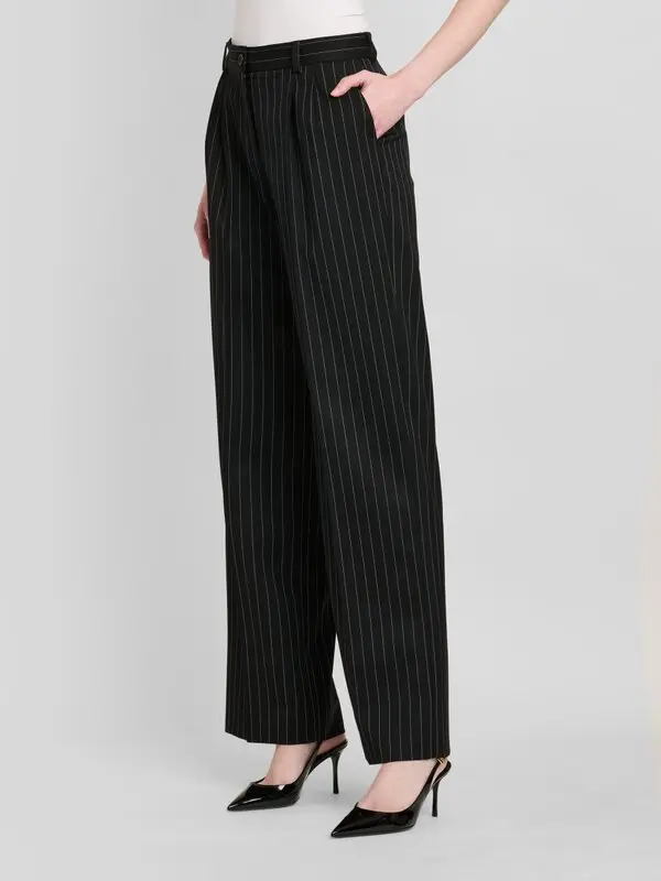 Dolce & Gabbana Pinstriped Virgin Wool-cashmere Straight-leg Pants