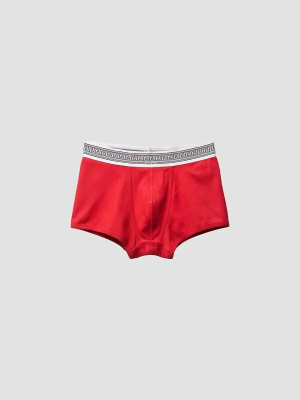 Versace Ribbed Greca Medusa Stretch-cotton Trunk Briefs - Bright Red