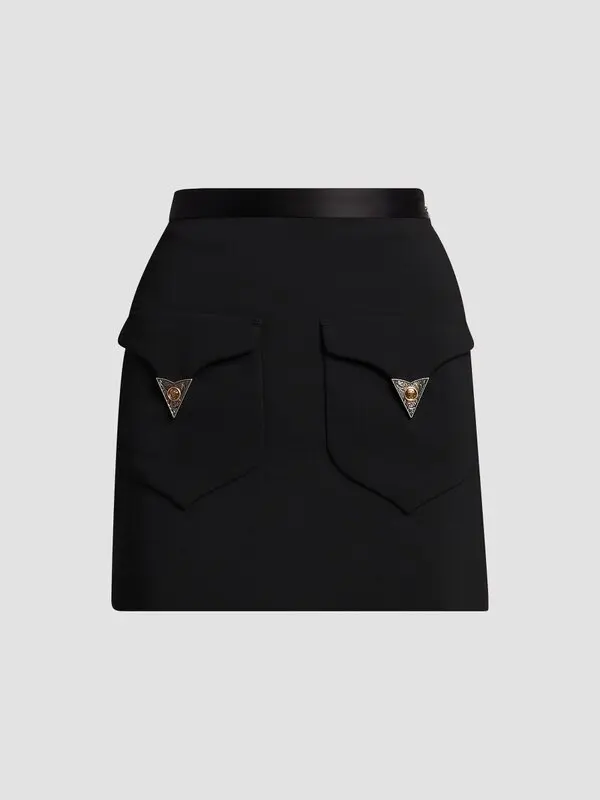 Versace La Vacanza Hardware-embellished Wool Miniskirt