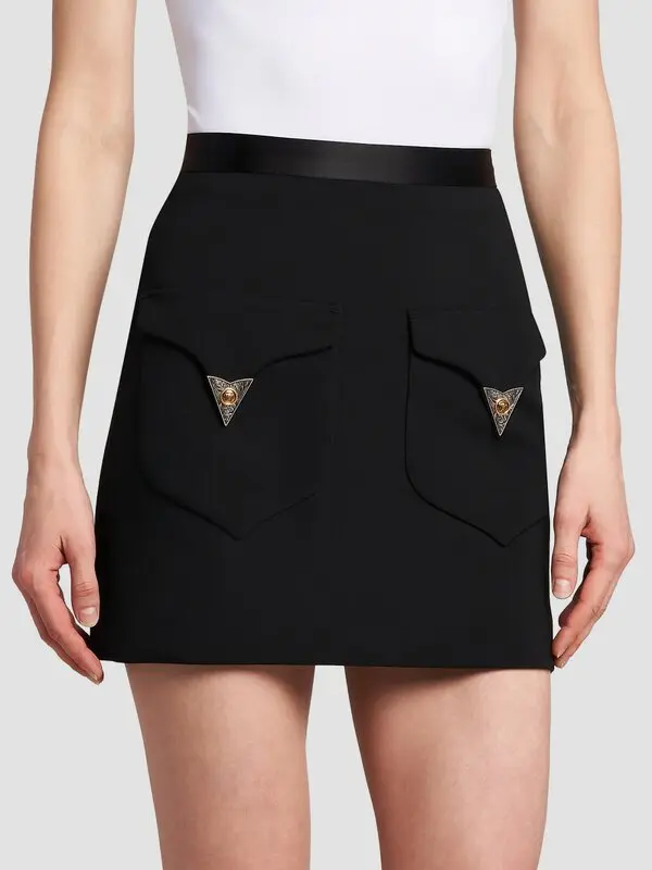 Versace La Vacanza Hardware-embellished Wool Miniskirt