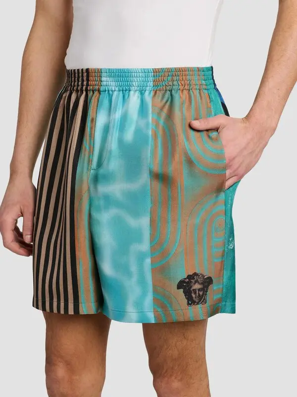 Versace Floating Printed Silk Twill Shorts