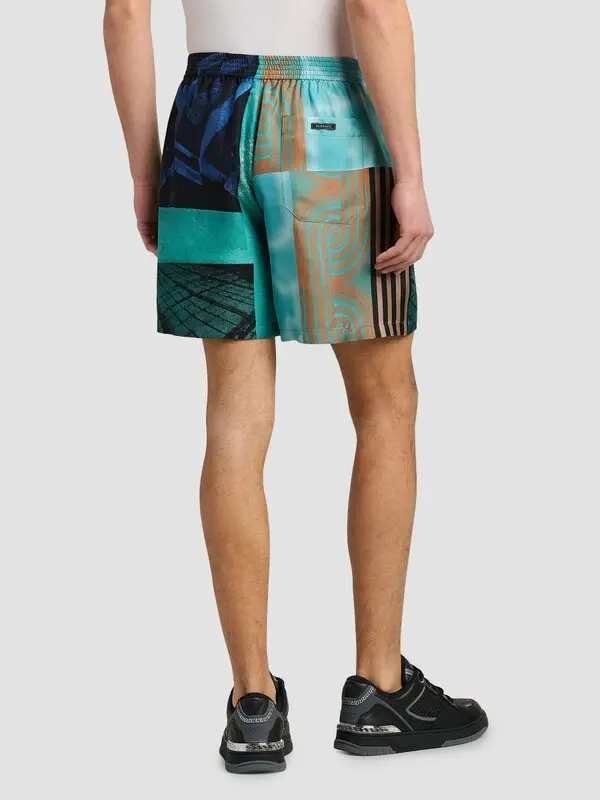Versace Floating Printed Silk Twill Shorts