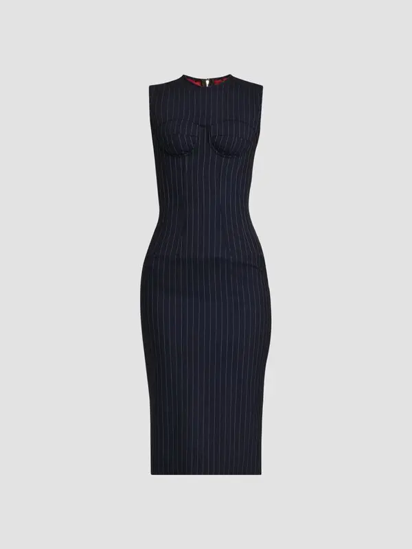 Dolce & Gabbana Pinstriped Stretch-virgin Wool Bustier Dress