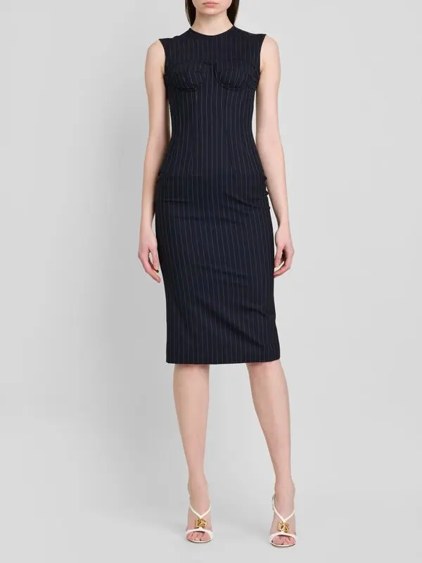 Dolce & Gabbana Pinstriped Stretch-virgin Wool Bustier Dress
