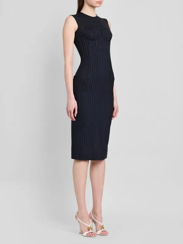 Dolce & Gabbana Pinstriped Stretch-virgin Wool Bustier Dress