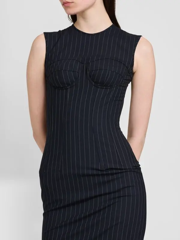 Dolce & Gabbana Pinstriped Stretch-virgin Wool Bustier Dress