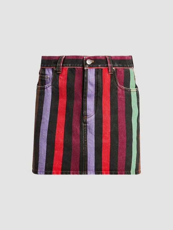 Versace La Vacanza Striped Rigid Denim Miniskirt - Multicolor