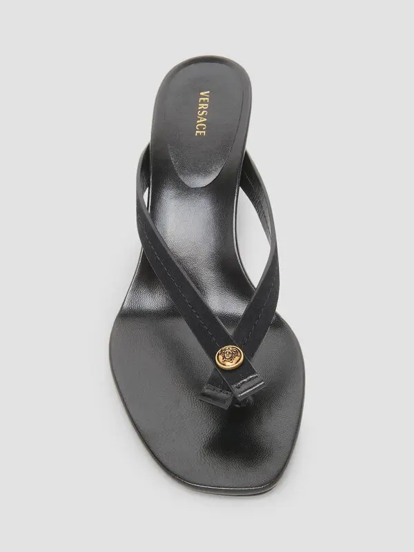 Versace 50mm Medusa Leather Sandals - Black Gold
