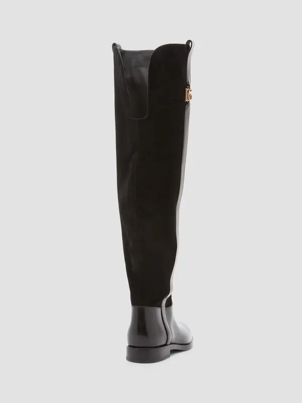 Dolce & Gabbana Equestrian Suede & Leather Boots
