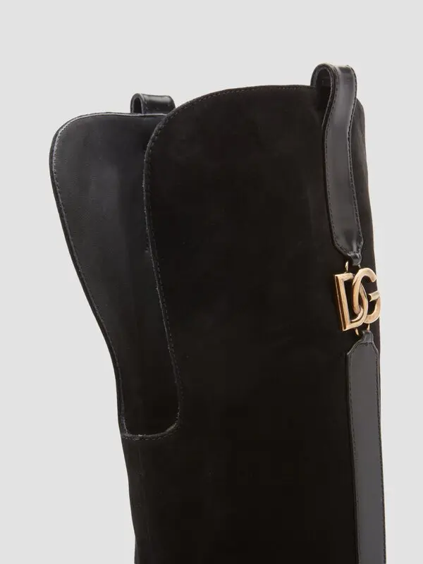 Dolce & Gabbana Equestrian Suede & Leather Boots