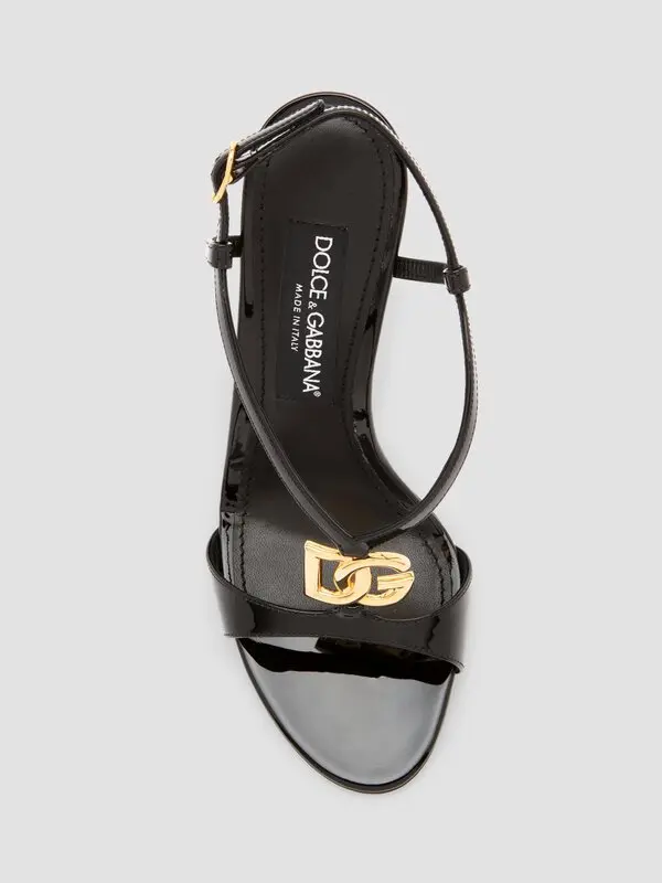 Dolce & Gabbana Vernice 105mm Patent Leather Stiletto Sandals - Nero