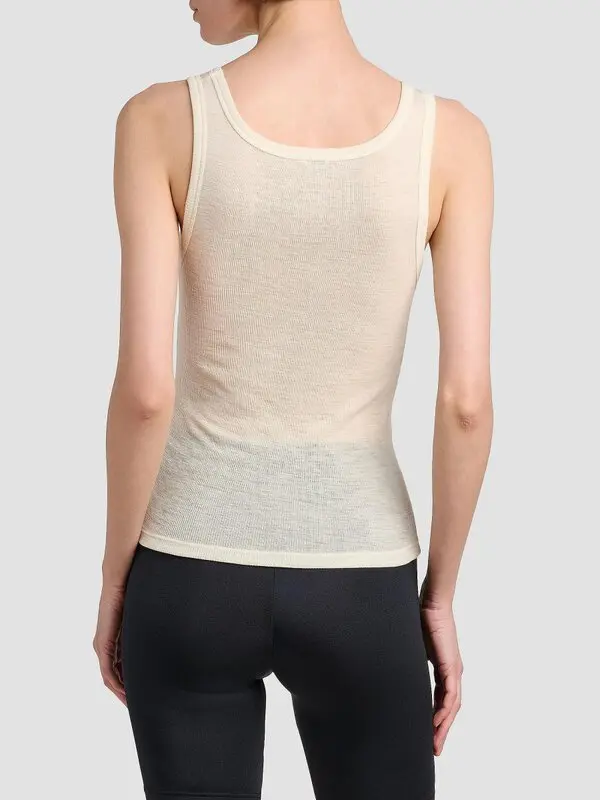 Versace La Vacanza Crystal Logo Rib-knit Tank