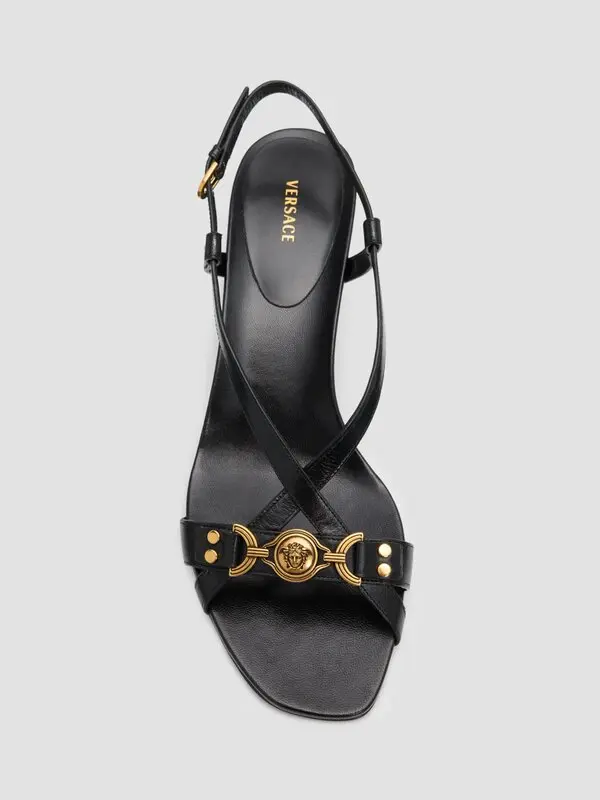 Versace Medusa 50mm Leather Sandals - Black