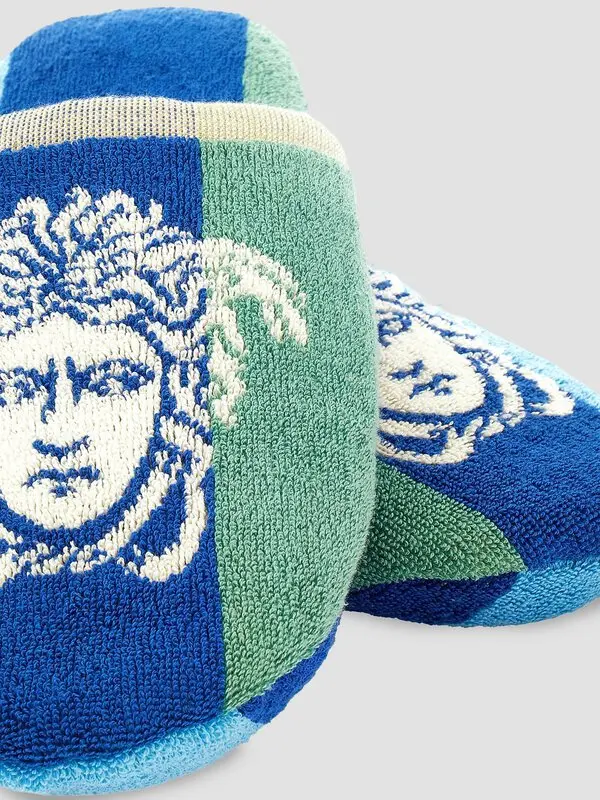 Versace Medusa Jacquard Striped Jersey Slippers
