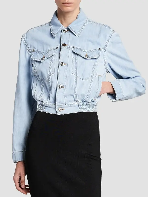 Versace Denim Chambray Blouson Trucker Jacket