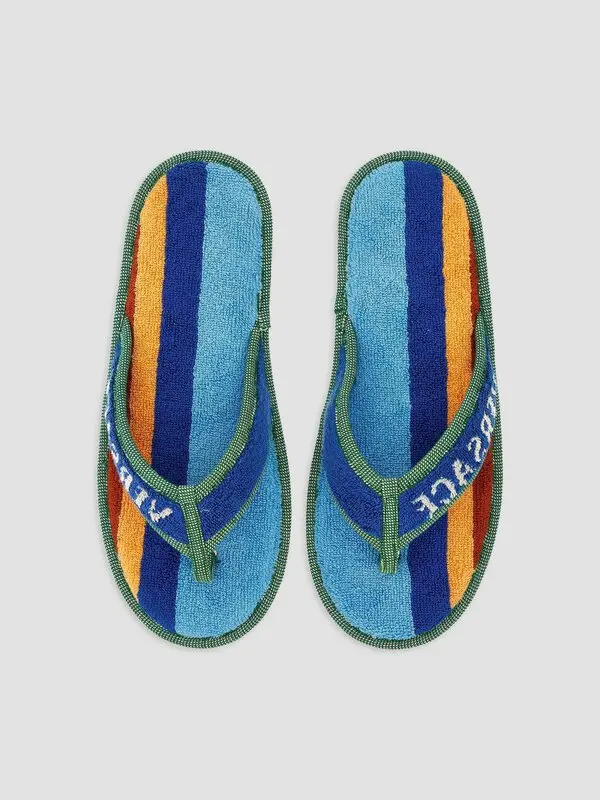 Versace Logo Striped Jacquard Flip-flops