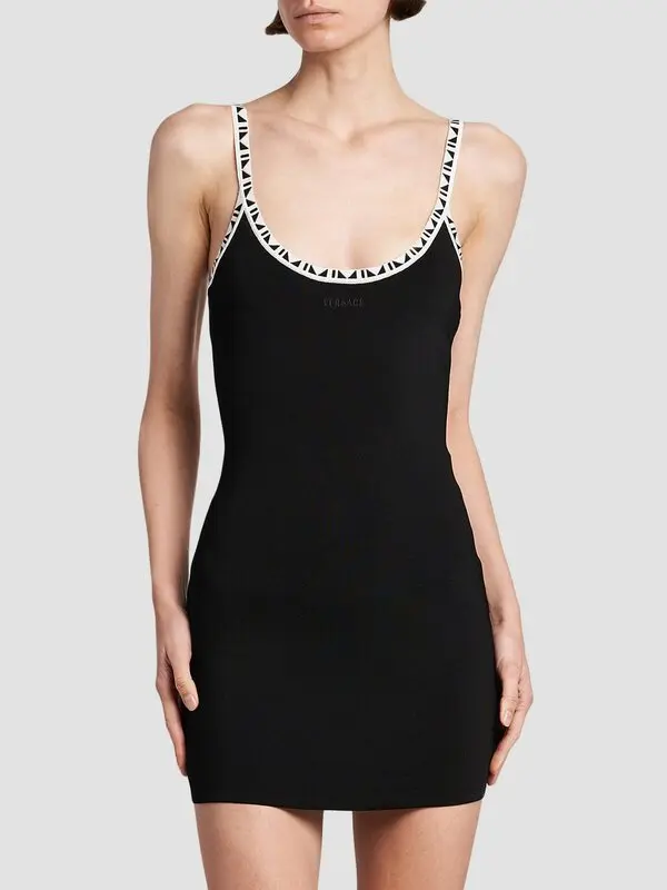 Versace La Vacanza Graphic Trim Tank Minidress