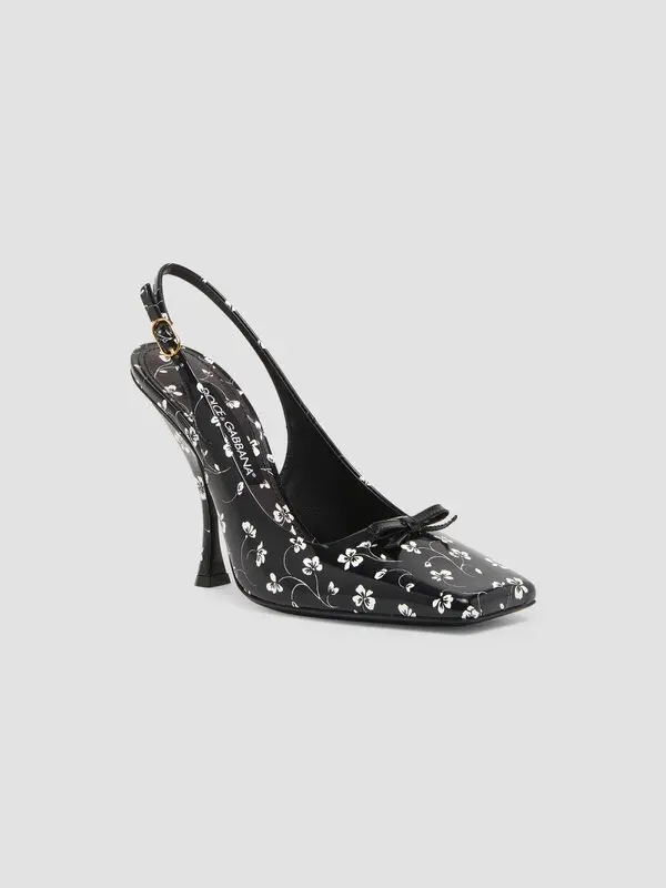 Dolce & Gabbana 105mm Floral Leather Slingback Pumps