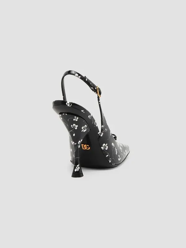 Dolce & Gabbana 105mm Floral Leather Slingback Pumps