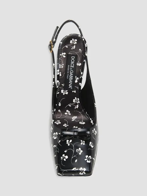 Dolce & Gabbana 105mm Floral Leather Slingback Pumps