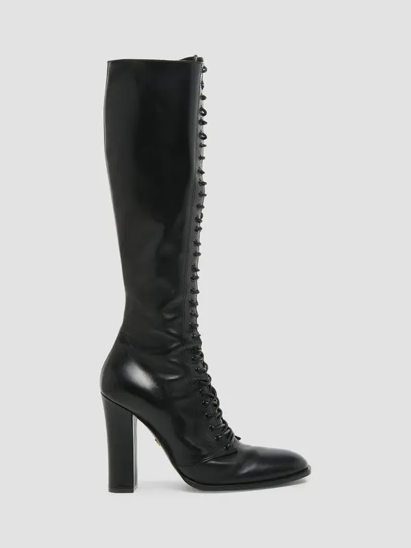 Dolce & Gabbana Round Toe 90mm Leather Knee-high Boots - Nero