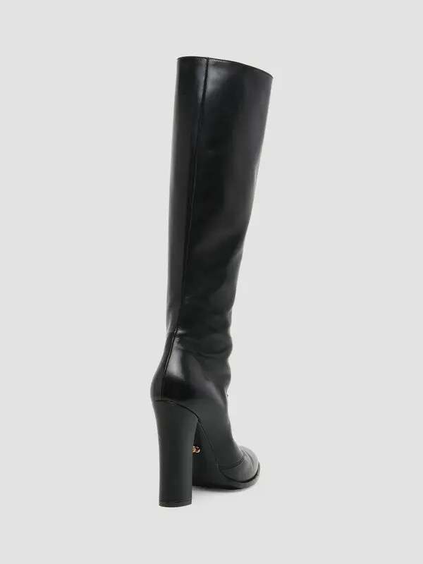 Dolce & Gabbana Round Toe 90mm Leather Knee-high Boots