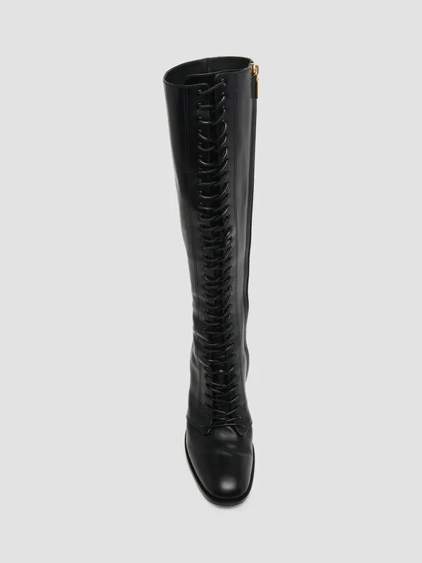 Dolce & Gabbana Round Toe 90mm Leather Knee-high Boots